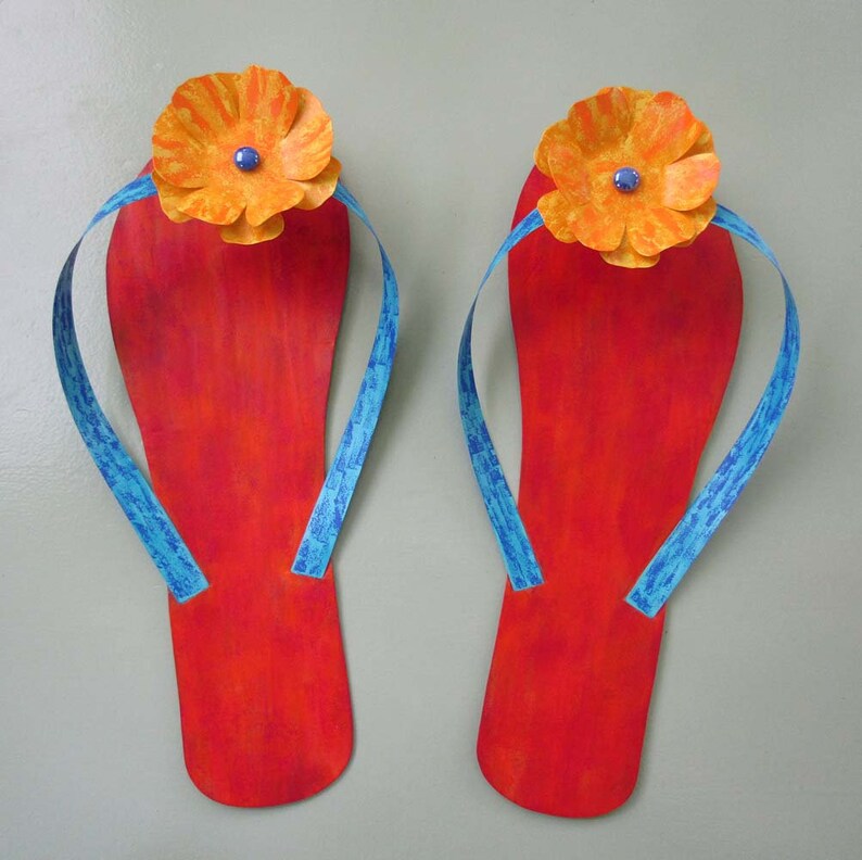 FLIP FLOP ART Pool Side Giant Pair Metal Wall Art Boho Indoor - Etsy