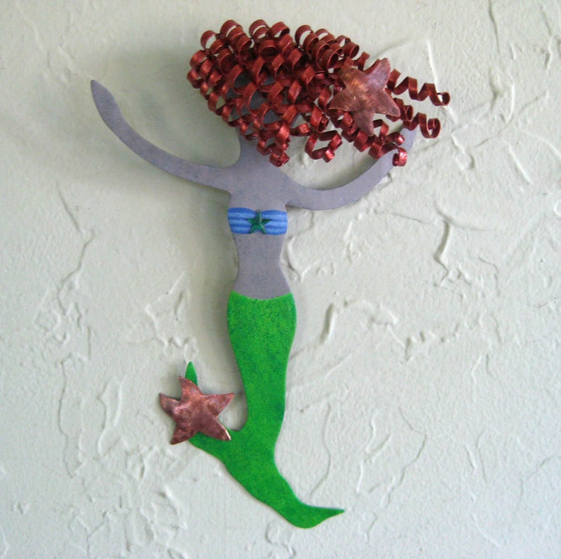 MERMAID ART Metal Wall Decor Mermaid Sculpture Lime Green | Etsy