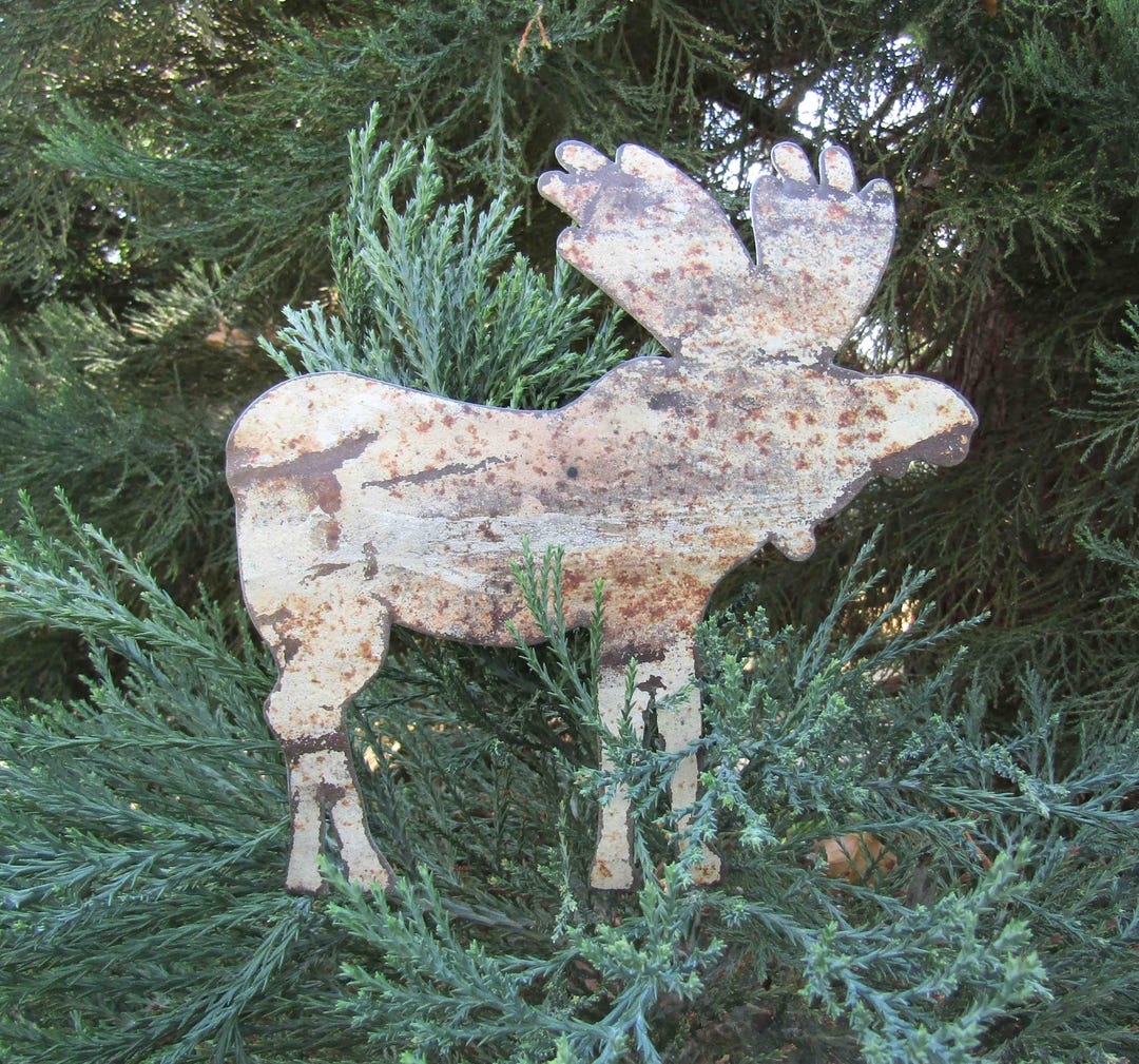 Moose Tree Topper Christmas Folk Art Rustic Reclaimed Metal 8 X 8 READY ...