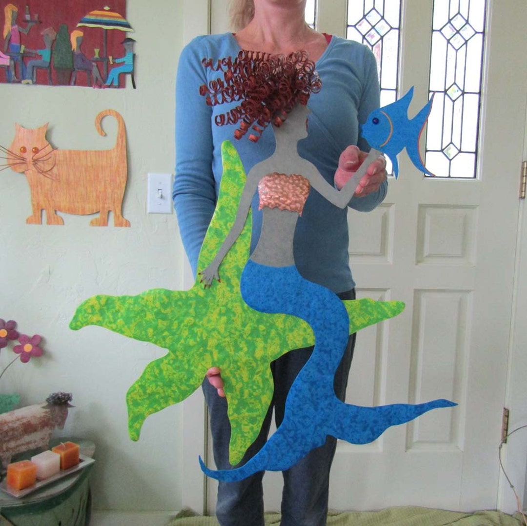 Large Size Mermaid Original Artwork Metal Wall Art Sculpture Upcycled ...