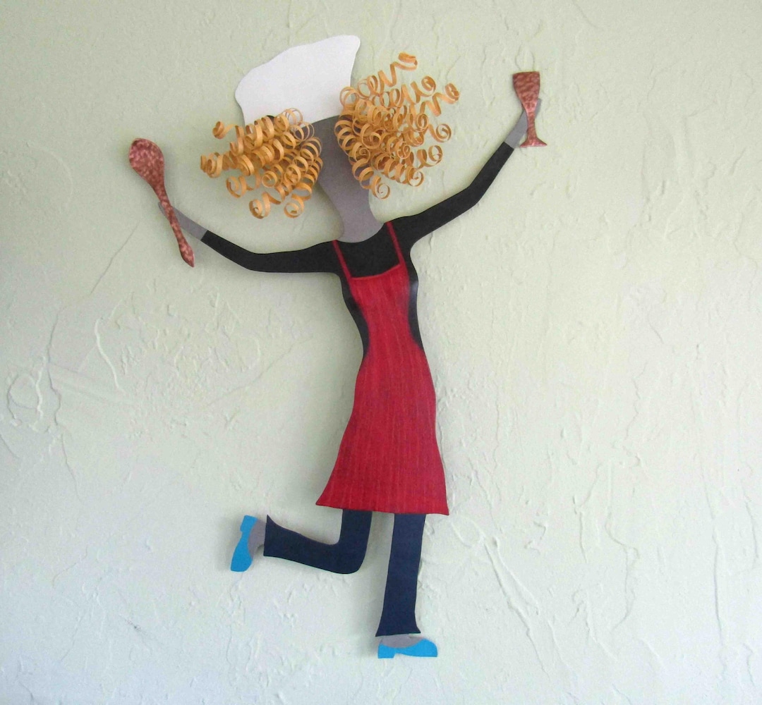 Dancing Chef Wall Art Whimsical Kitchen Art 15 X 22 Cooking Art Wine ...