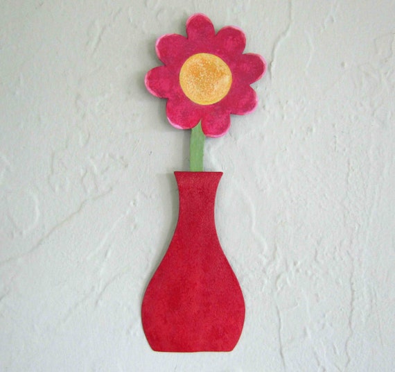 FLOWER ART Metal Wall Flower Sculpture Red Pink Recycled Metal | Etsy