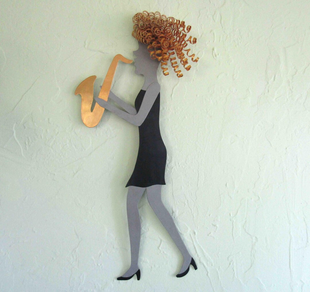 Saxophone Art Metal Wall Sculpture Gift for Her Modern Contemporary ...