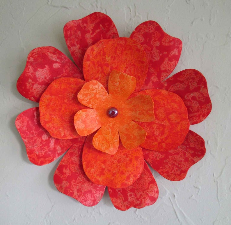 LARGE METAL FLOWER for the Wall in Kitchen or Dining Room Red | Etsy