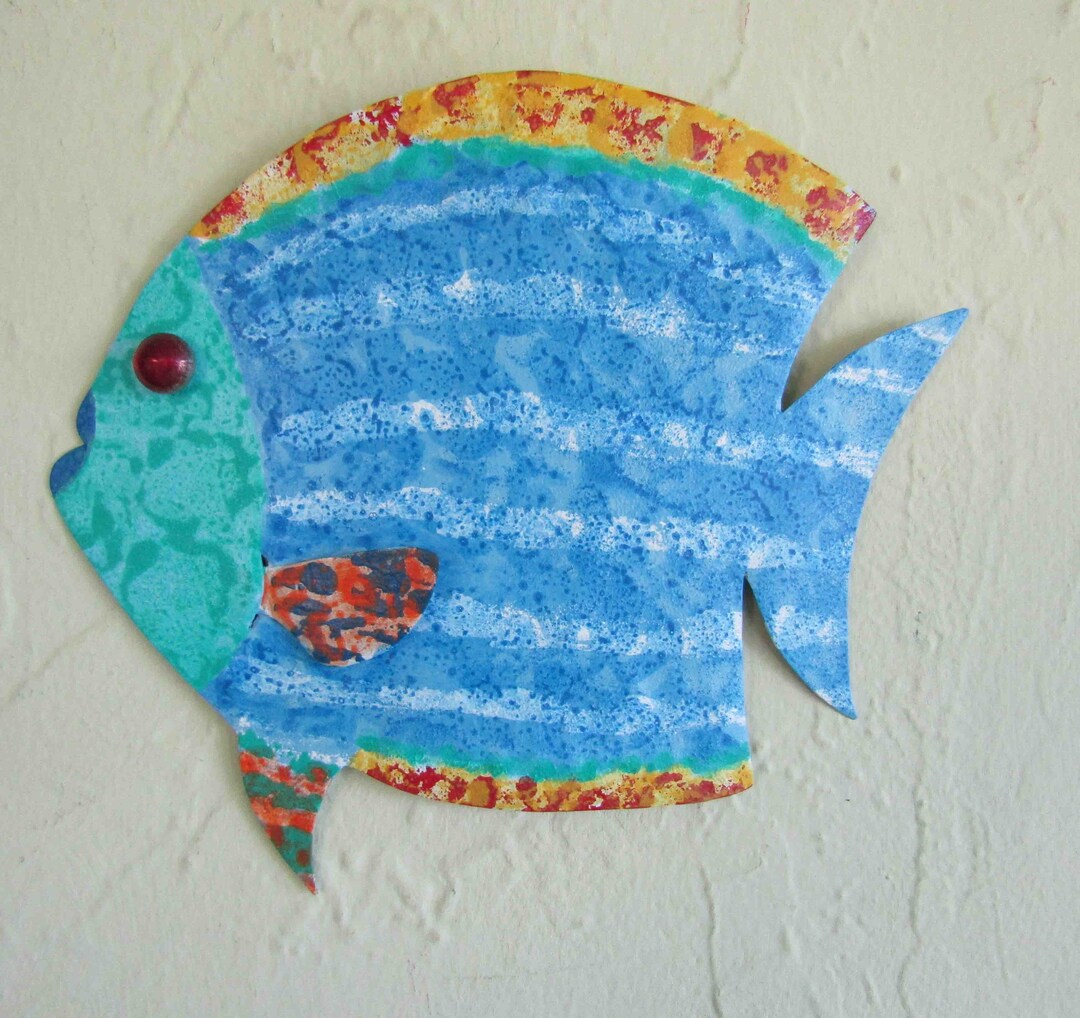 Fish Art Hand Painted Metal Fish Wall Sculpture Beach House Coastal Art ...