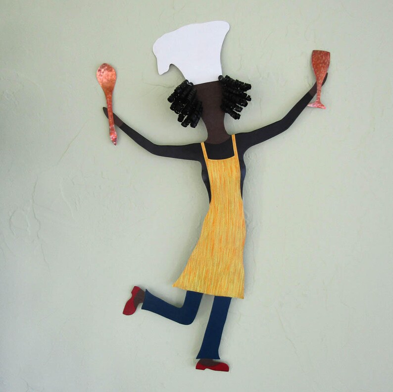 CHEF ART Kitchen Wall Sculpture Recycled Metal Wall Yellow Art - Etsy