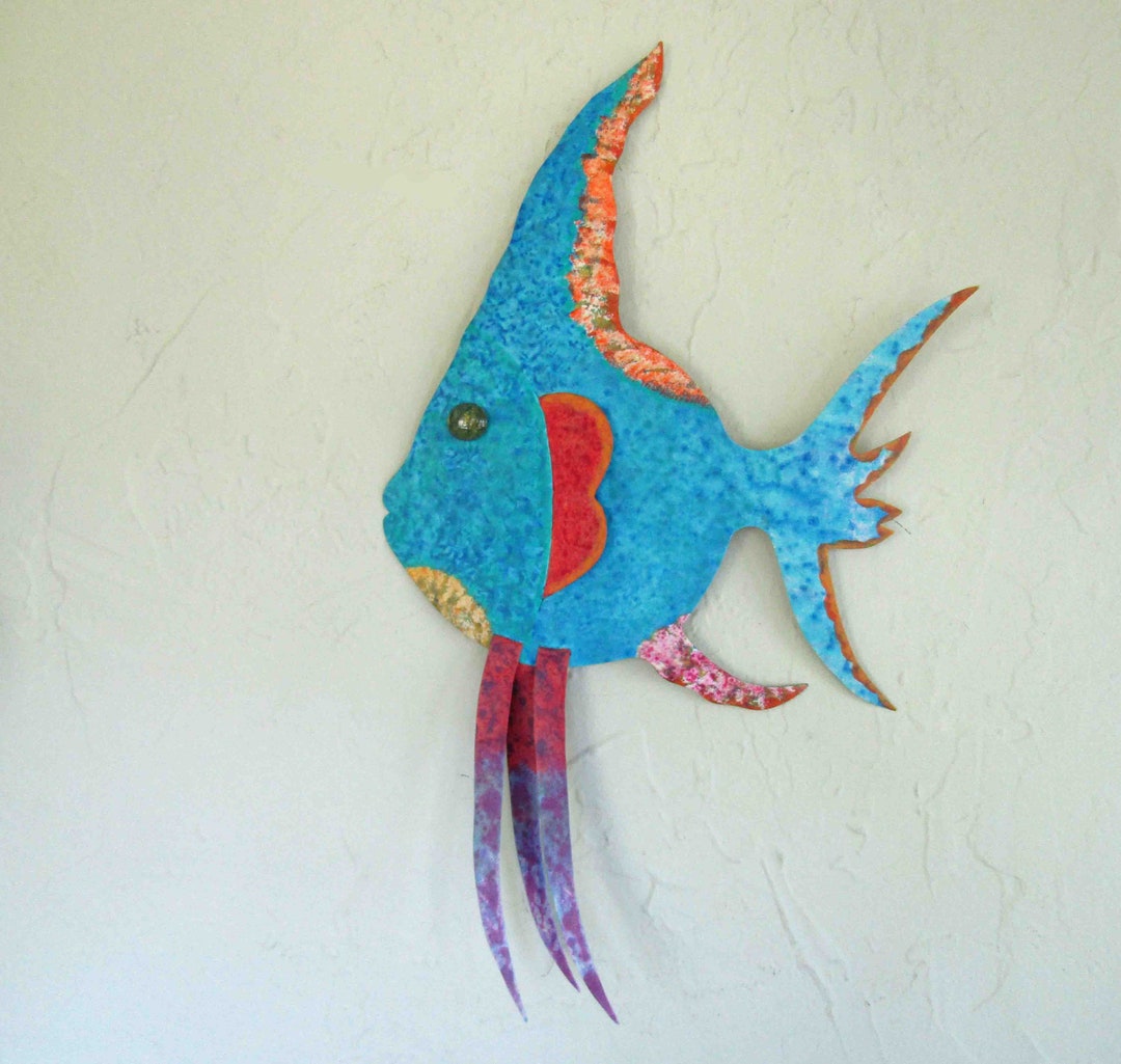 Fish Art Colorful Metal Wall Sculpture Tropical Fish Upcycled Metal ...