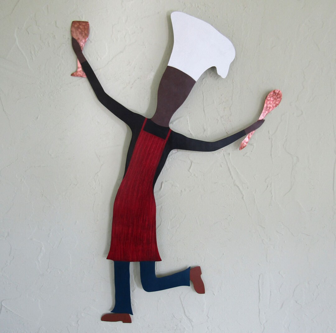 Whimsical Metal Chef Wall Art Sculpture: Hand-painted Kitchen Decor - Etsy