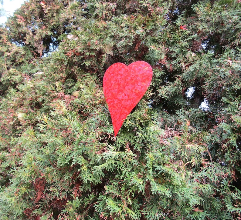 Heart Tree Topper Red Gold Metal Christmas Heart Handmade - Etsy