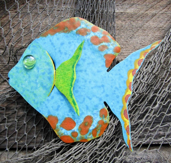 FISH ART Metal Wall Sculpture Recycled Metal Beach House | Etsy