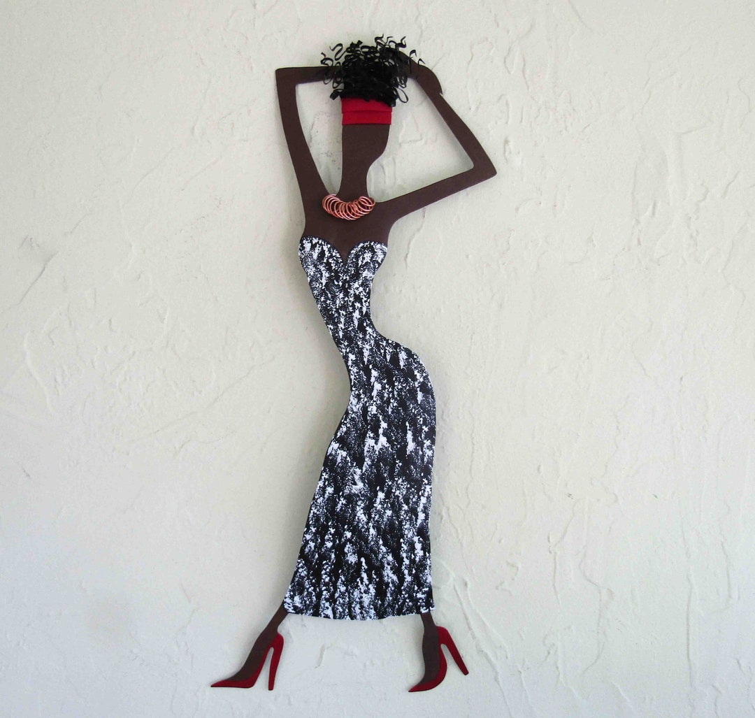 Africanart Lady Metal Wall Sculpture Boho Caribbean Wall Decor Recycled ...