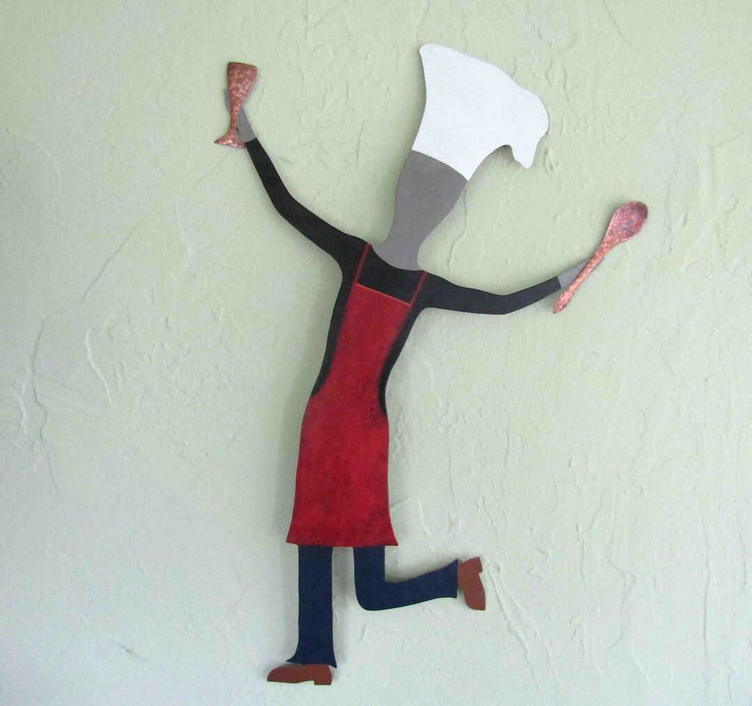 Handmade Metal Chef Wall Art: Whimsical Kitchen Sculpture (15 X 22) - Etsy
