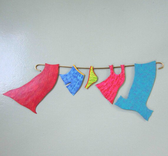 CLOTHESLINE ART Metal Wall Sculpture Laundry Room Decor 7 X 20 | Etsy