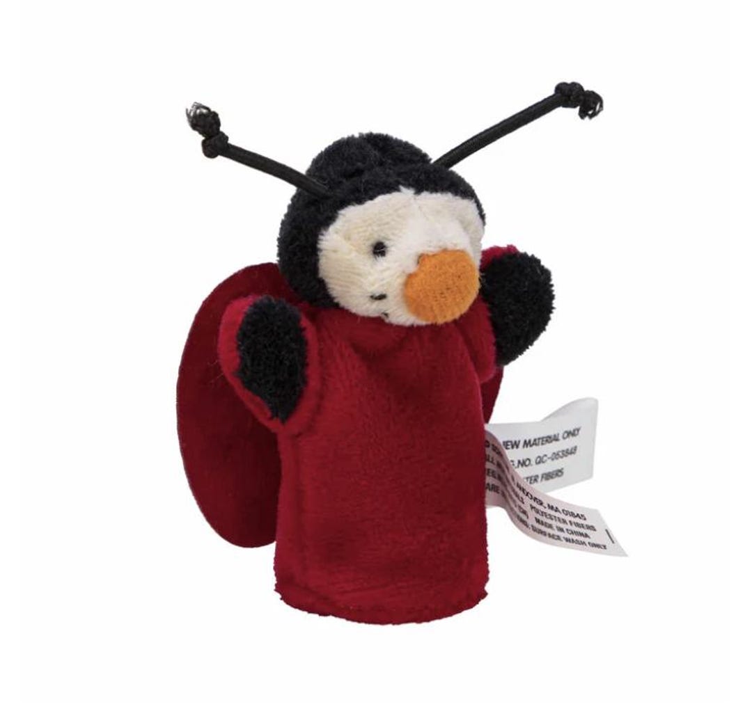Schylling Plush Finger Puppets Four Red and Black Winged Bugs Insects ...