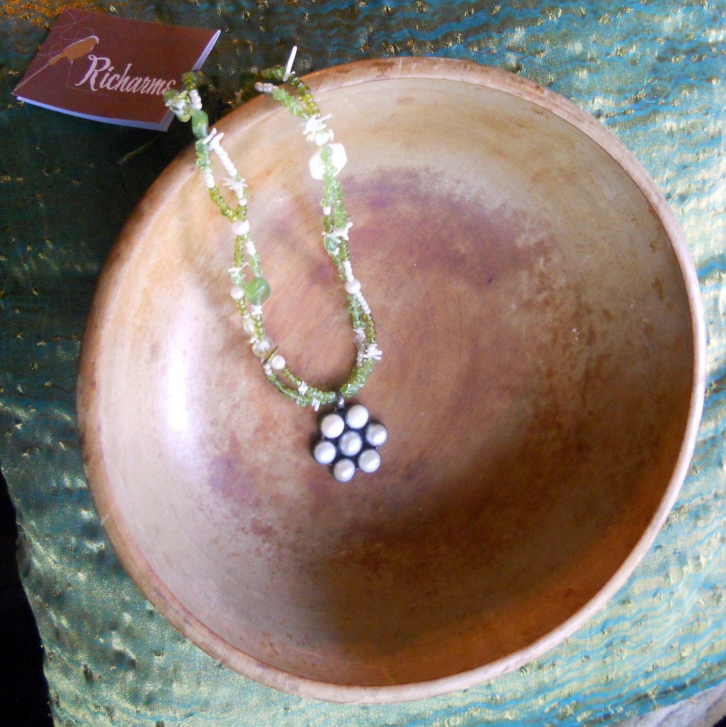 SALE Fair Trade Pearl and Bright Green Peridot Mermaid Necklace - Etsy