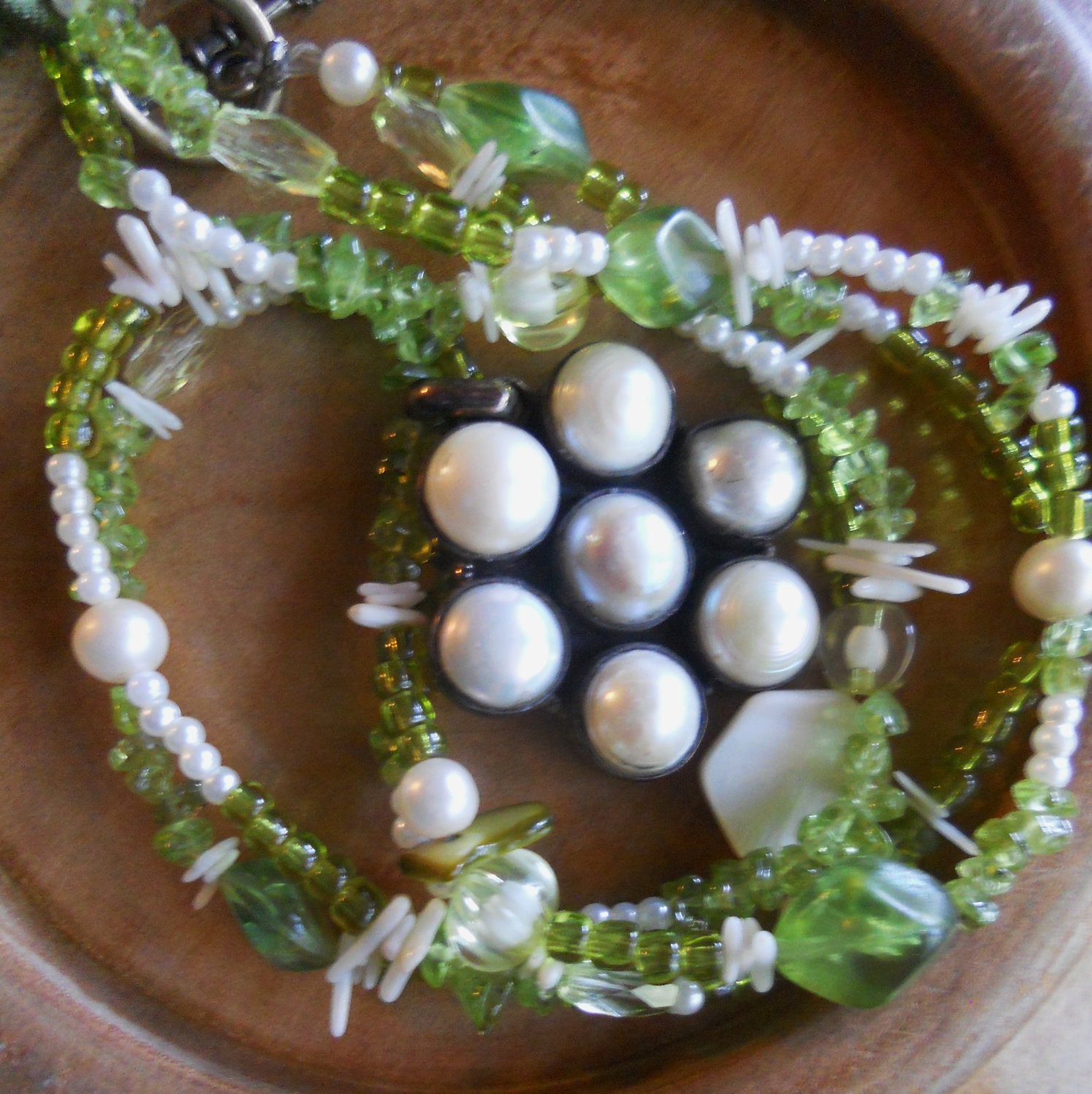 SALE Fair Trade Pearl and Bright Green Peridot Mermaid Necklace - Etsy