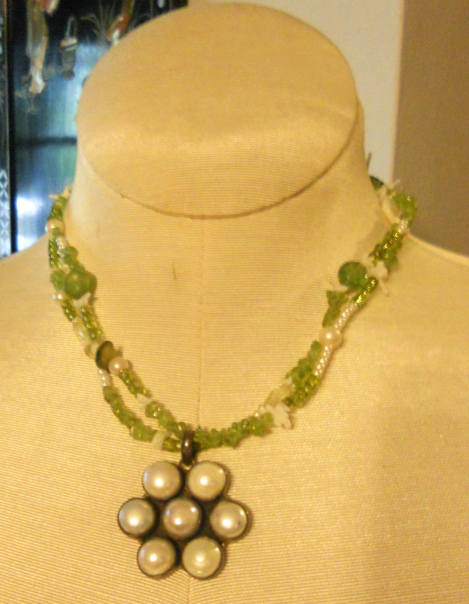 SALE Fair Trade Pearl and Bright Green Peridot Mermaid Necklace - Etsy
