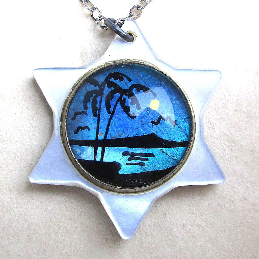 1940s Butterfly Wing MOP Star Pendant Necklace Sterling Silver - Etsy