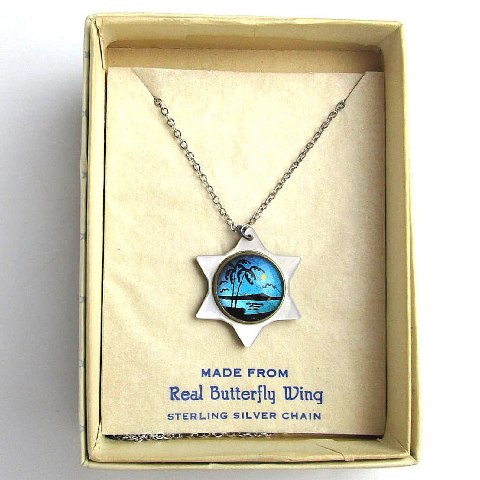1940s Butterfly Wing MOP Star Pendant Necklace Sterling Silver - Etsy
