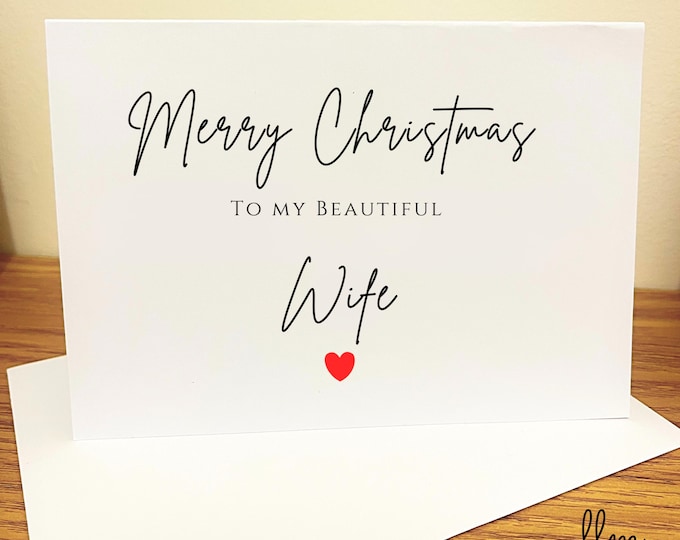 Printable Christmas Card for Wife, Merry Christmas Wife Card, Xmas Card ...