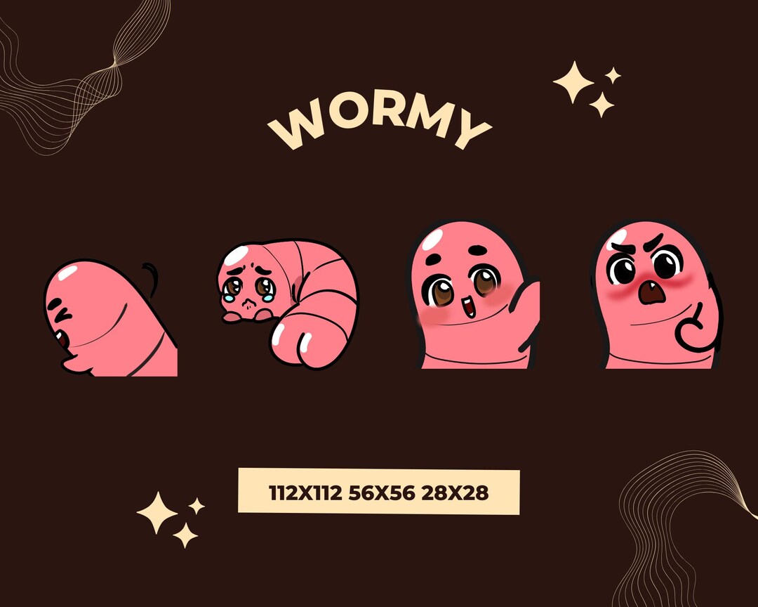 Animated Kawaii Worm Emotes for Twitch, Discord and Streamer. GIF ...