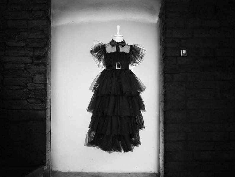 Wednesday Addams Costume for Girls Halloween & Party Dress 2-piece Set ...
