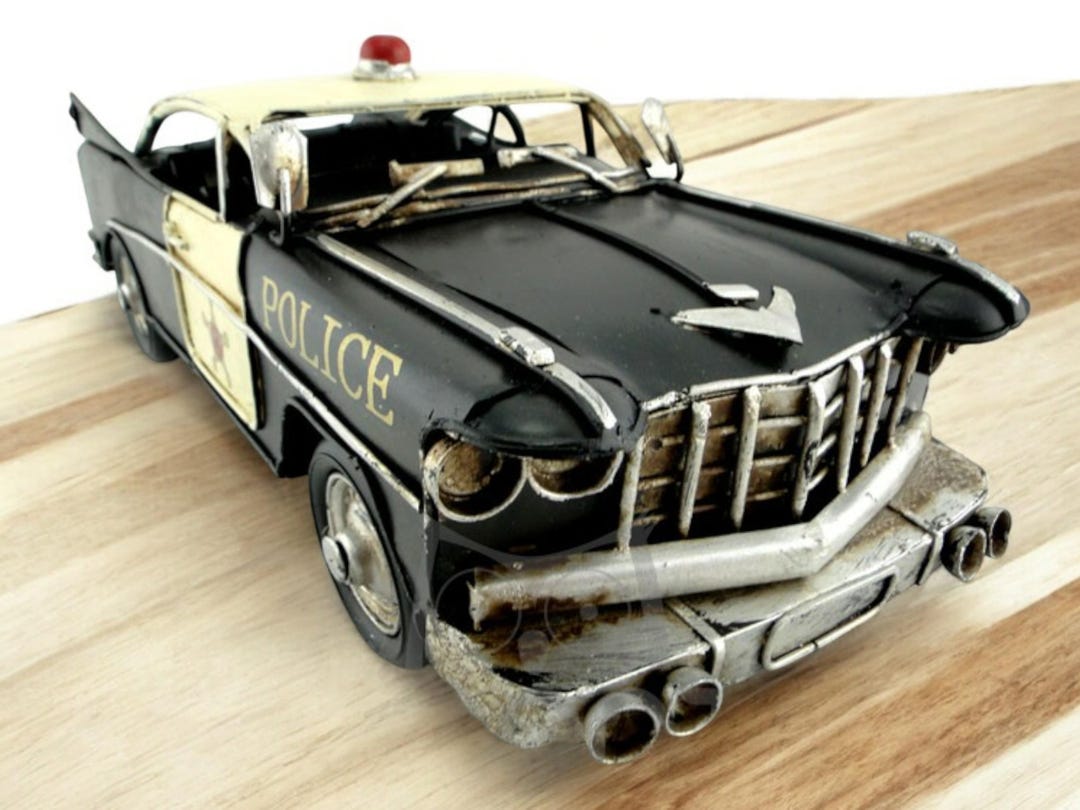 Handcrafted Metal Police Car Model Vintage American Design, Hand ...