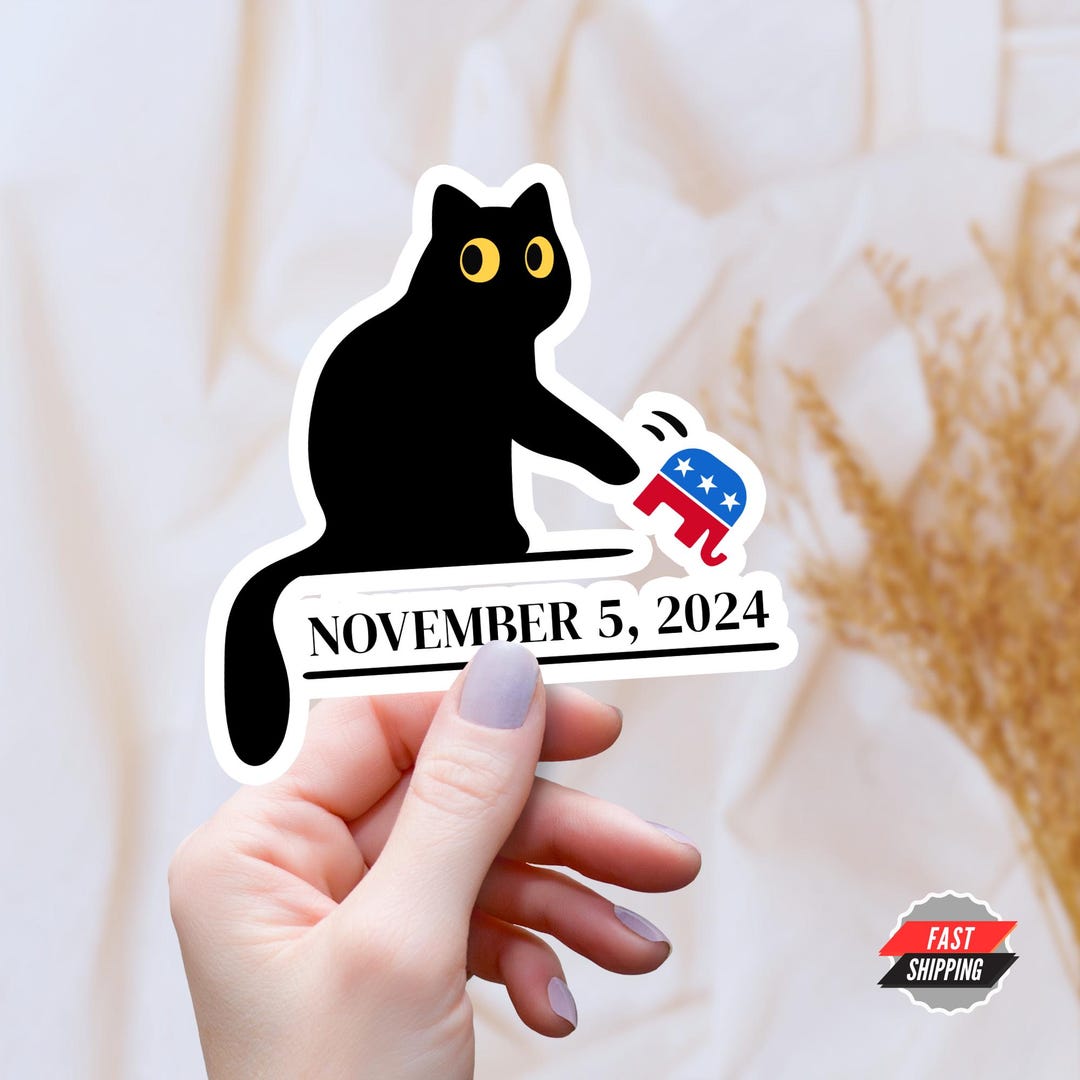 2024 Election Cat Lady for Kamala Sticker, Funny Sticker Harris Walz ...