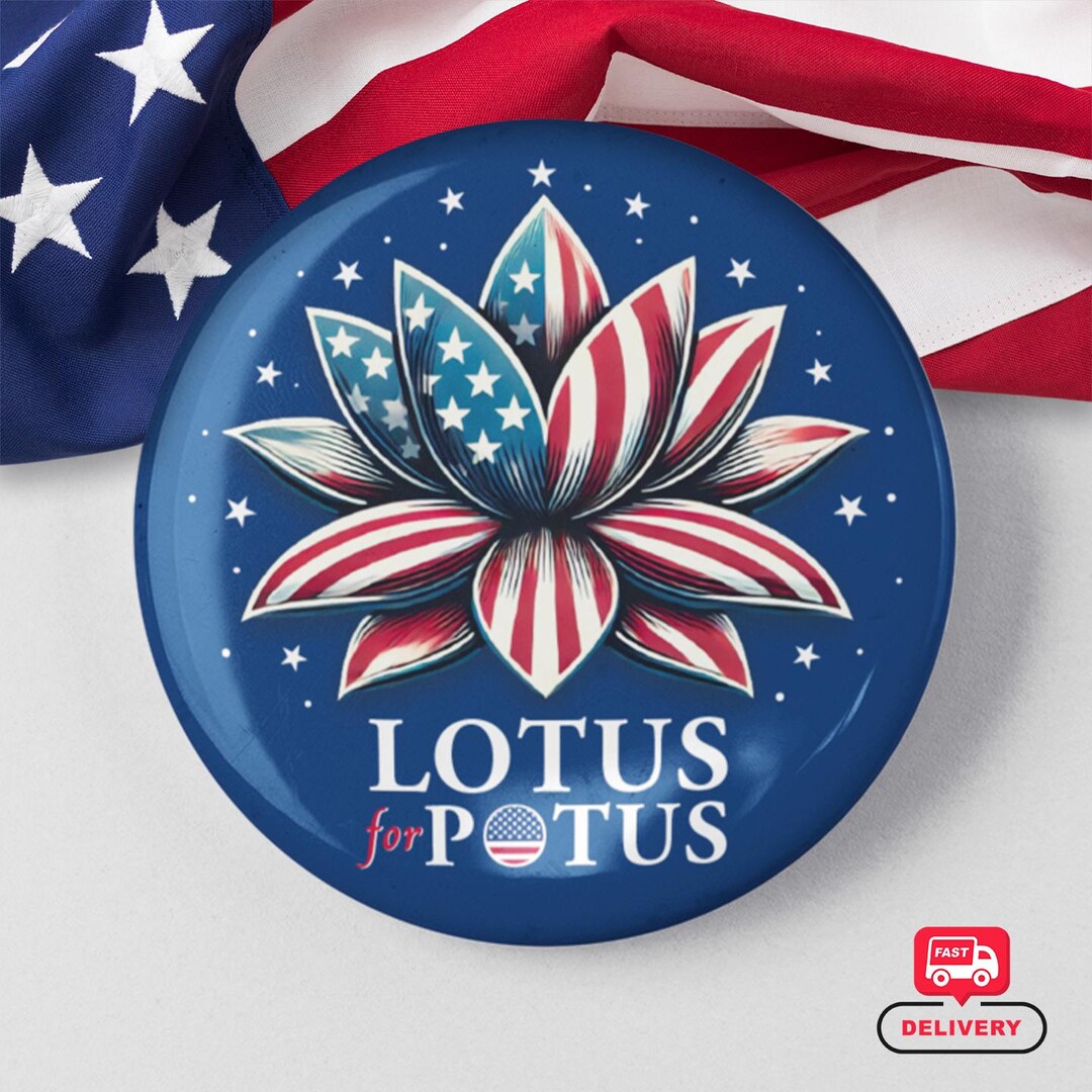 Kamala Harris 2024 Pin Buttons, Harris Election Campaign Lotus for ...