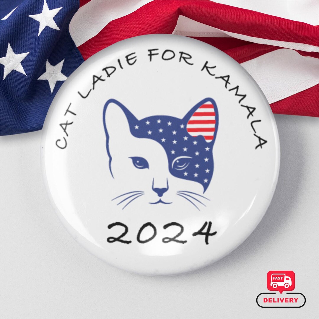 2024 Election Cat Ladies for Kamala Pin Button, Campaign Button Kamala ...