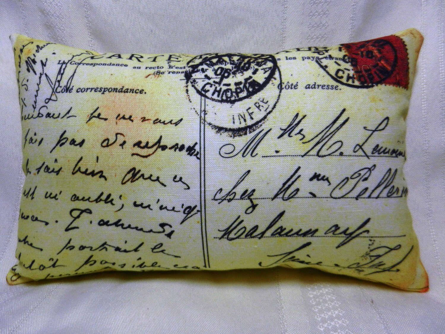 French Postcard Pillow, Cottage Chic French Country Shabby Chic ...