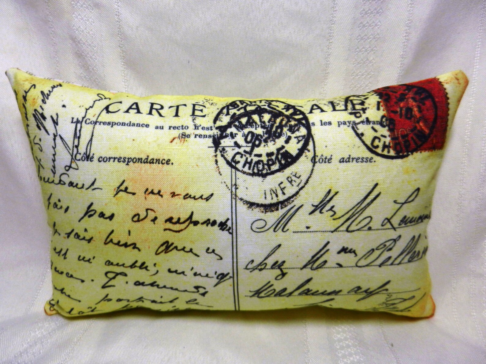 French Postcard Pillow, Cottage Chic French Country Shabby Chic ...