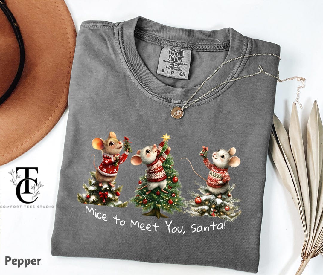 Christmas Mice T-shirt, Comfort Colors Holiday Mouse Tee Shirt, Animal ...