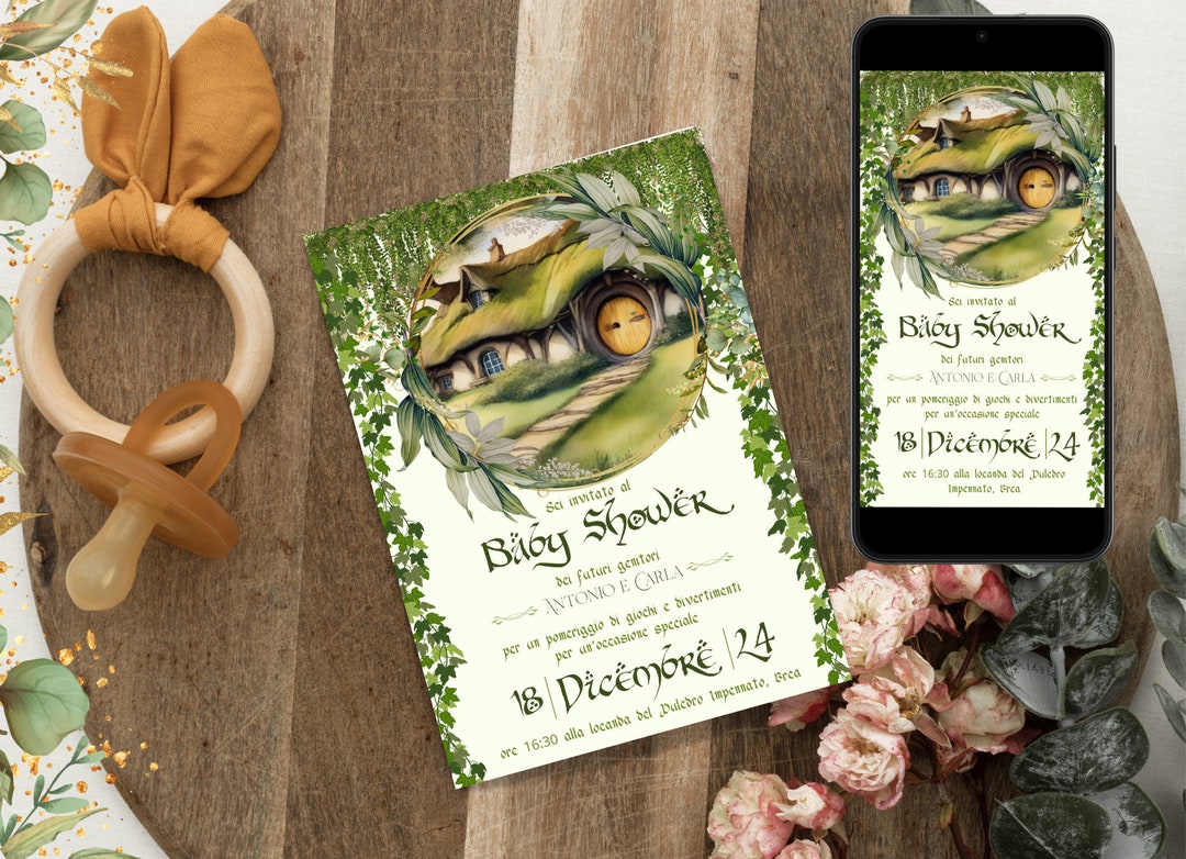 LOTR Hobbit Baby Shower Invitation. Fantasy Shire Editable Invitation ...