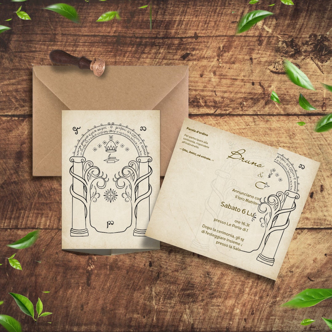 Wedding Invitation Card Durin's Doors, Moria. Lord of the Rings - Etsy
