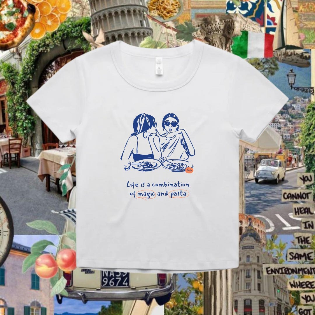 Pasta Lover Graphic Baby Tee, Pasta Adult Baby Tee, Pasta Lover, Y2k ...