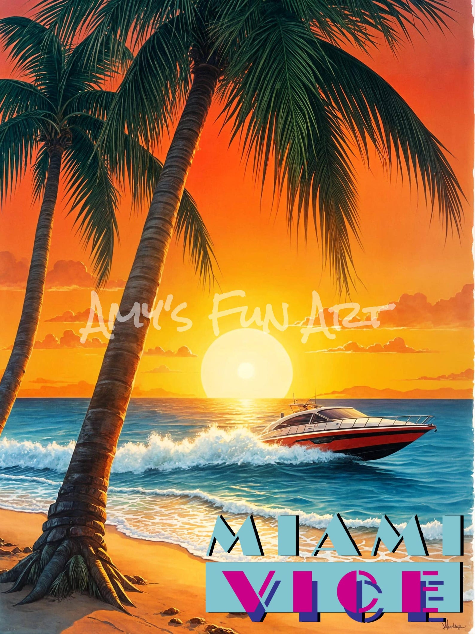 Art Deco Beach Scenery Poster Miami Life Style-miami Vice - Etsy