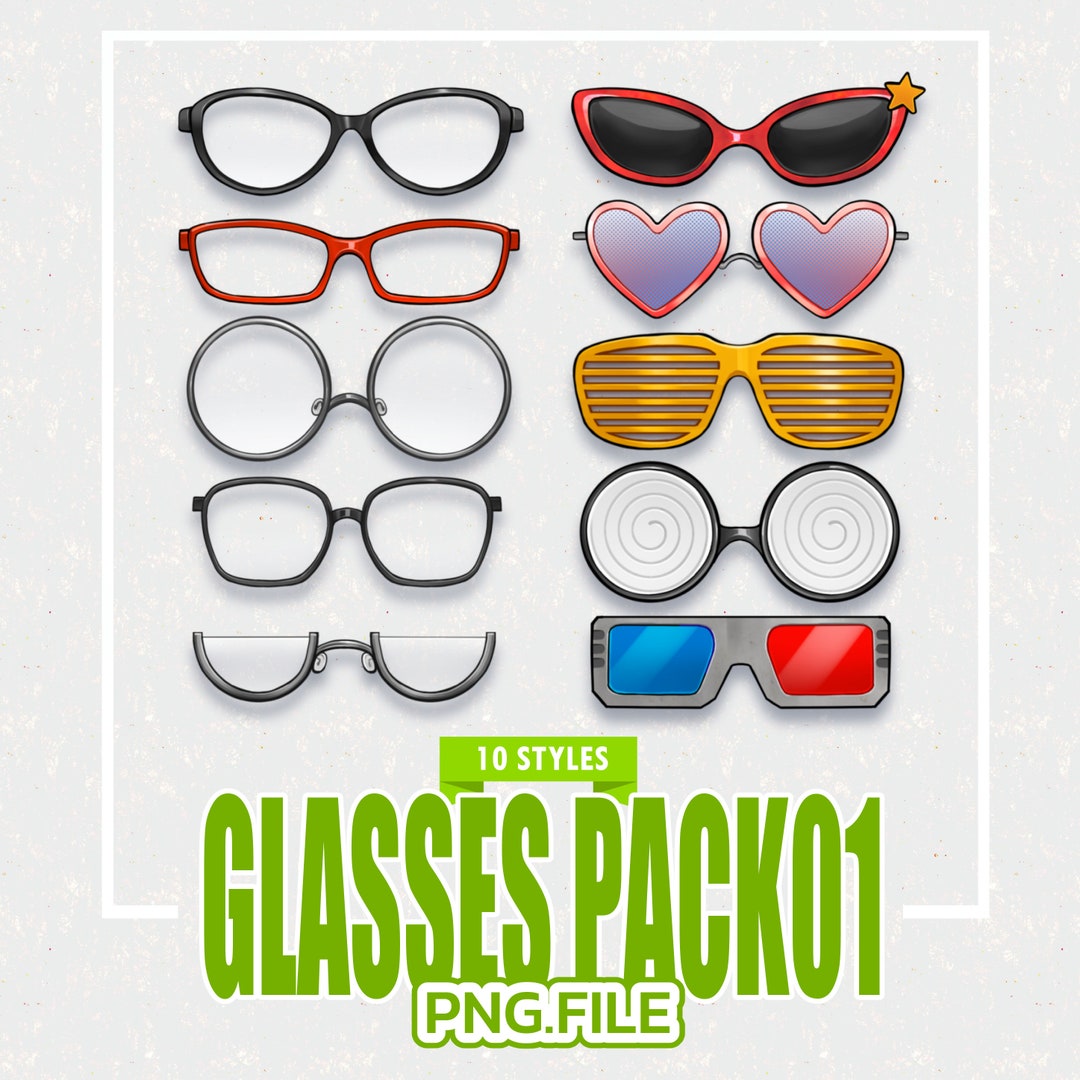 Vtuber Assets - 10styles Glasses Pack01 | Png.file - Etsy