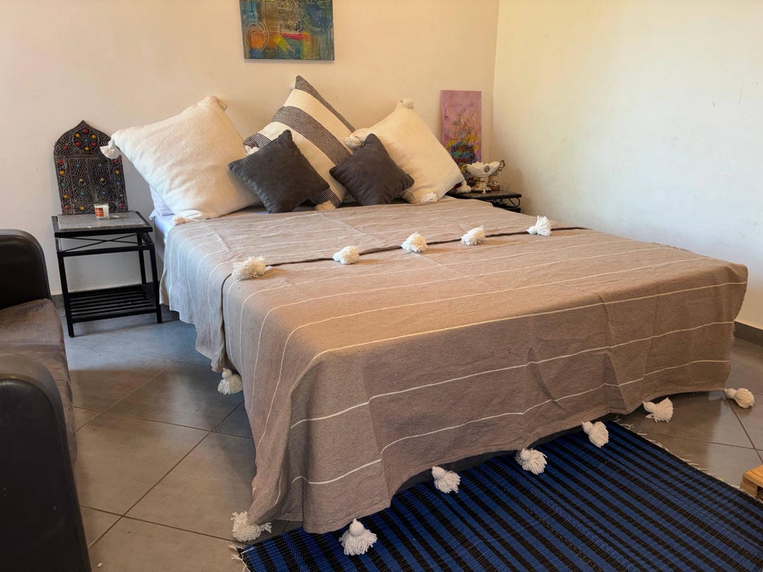 Moroccan Pompom Blanket,moroccan White Blanket,moroccan Throw Blanket ...