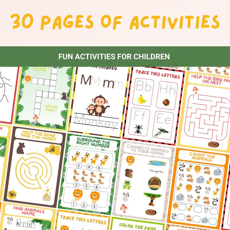Mi libro de actividades para niños - Pack de 30 páginas de actividades ...