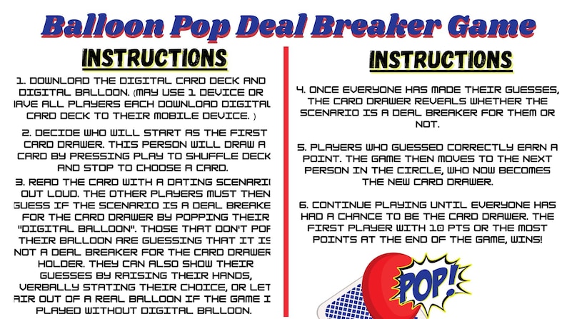 Balloon Popping , Balloon Pop Dating Game, Friday Night Plans - Etsy