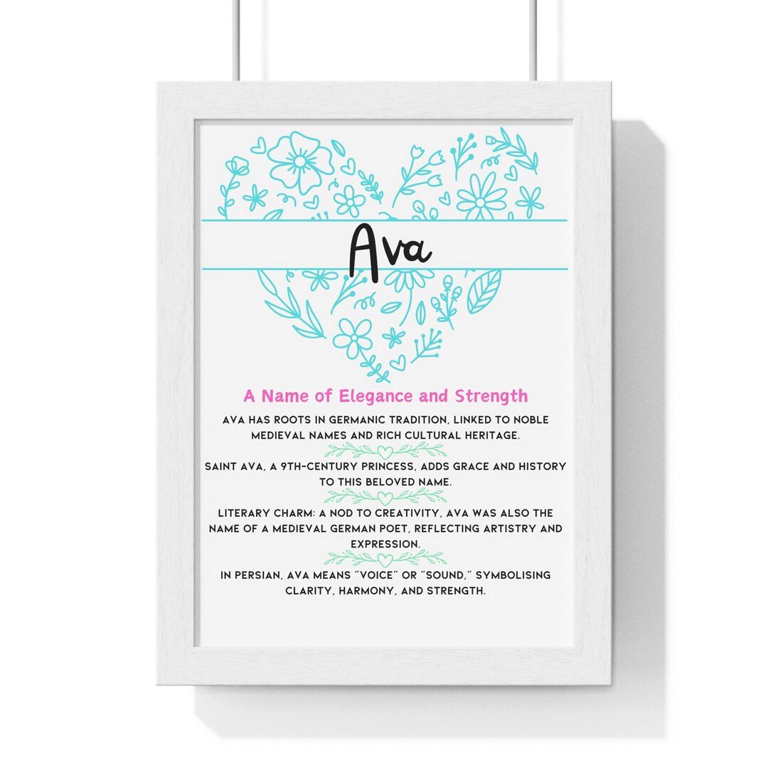 Ava Name Meaning Poster A4 Digital Download Personalised Elegant Wall ...
