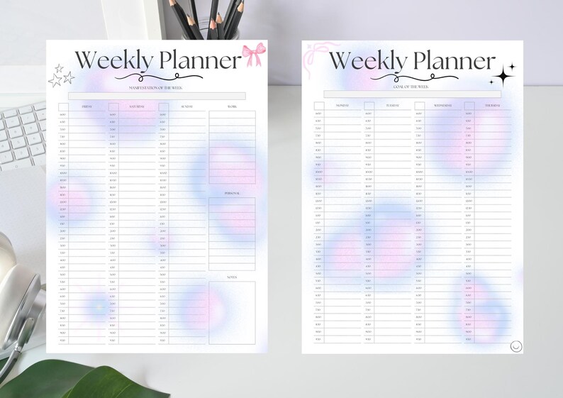 Weekly Planner, Weekly Organizer Printable, Minimalist Weekly Schedule ...