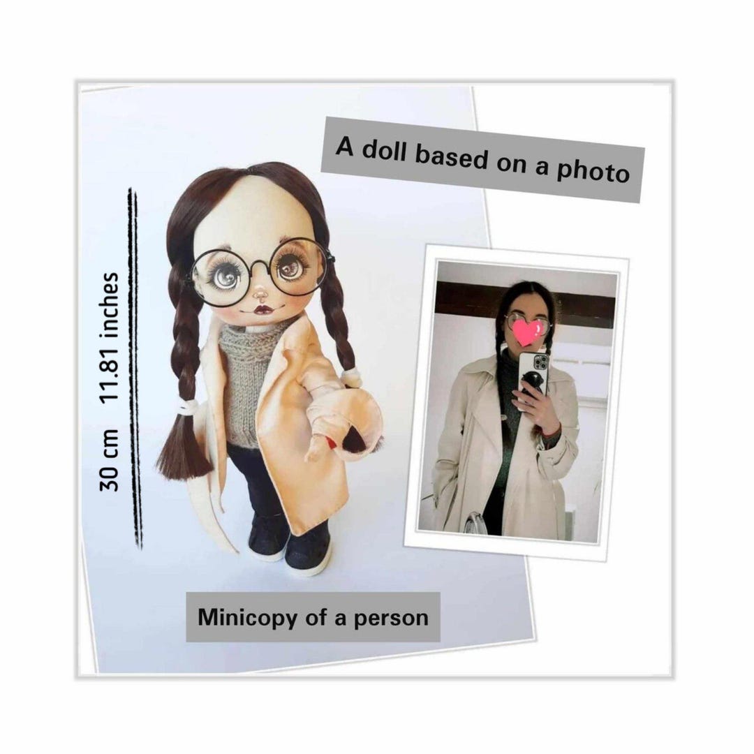 Custom Portrait Doll From Your Photo , Personalized Miniature Fabric ...