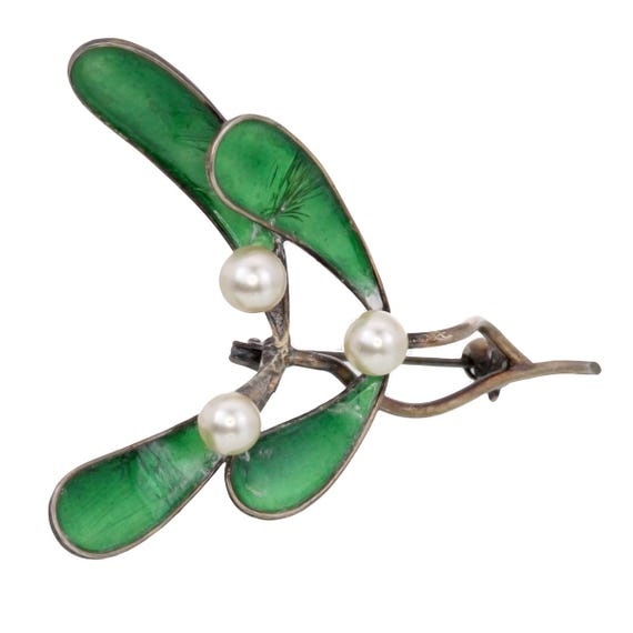 RARE Heinrich Levinger Art Nouveau Silver brooch Mist… - Gem