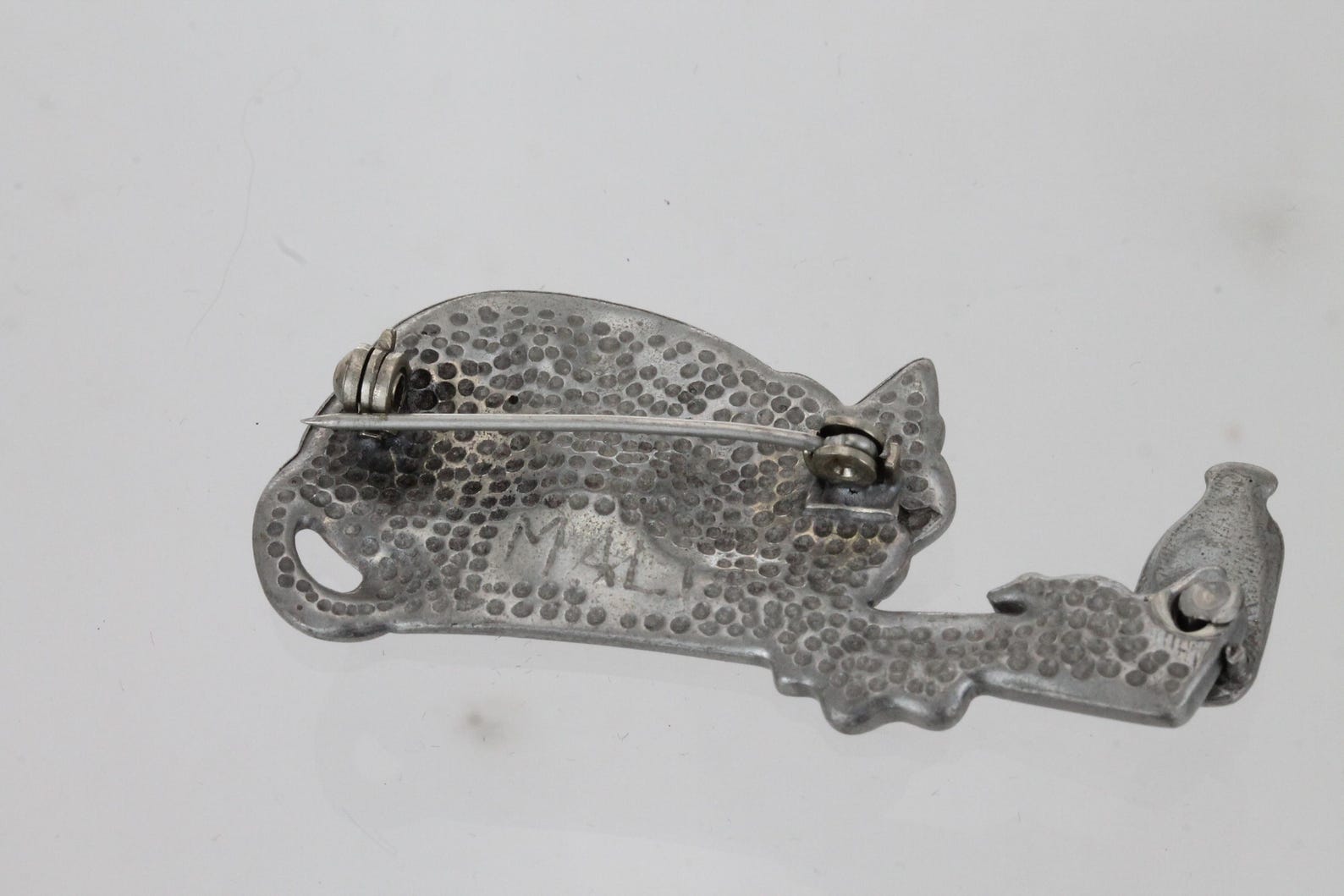 Rare Find - Spilt Milk Moveable Kinetic Cat and Mouse Pewter Pin Signed ...