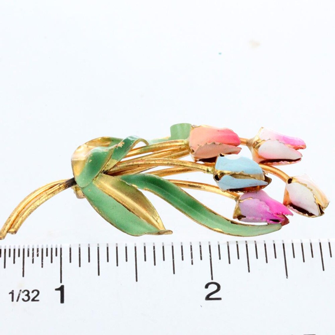 Vintage Antique Austrian Brooch Pin Enameled Pastel Tulips Flowers - Etsy