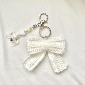 Crochet Bow Keychain | Cute Customizable Bow Keychain With Beaded ...