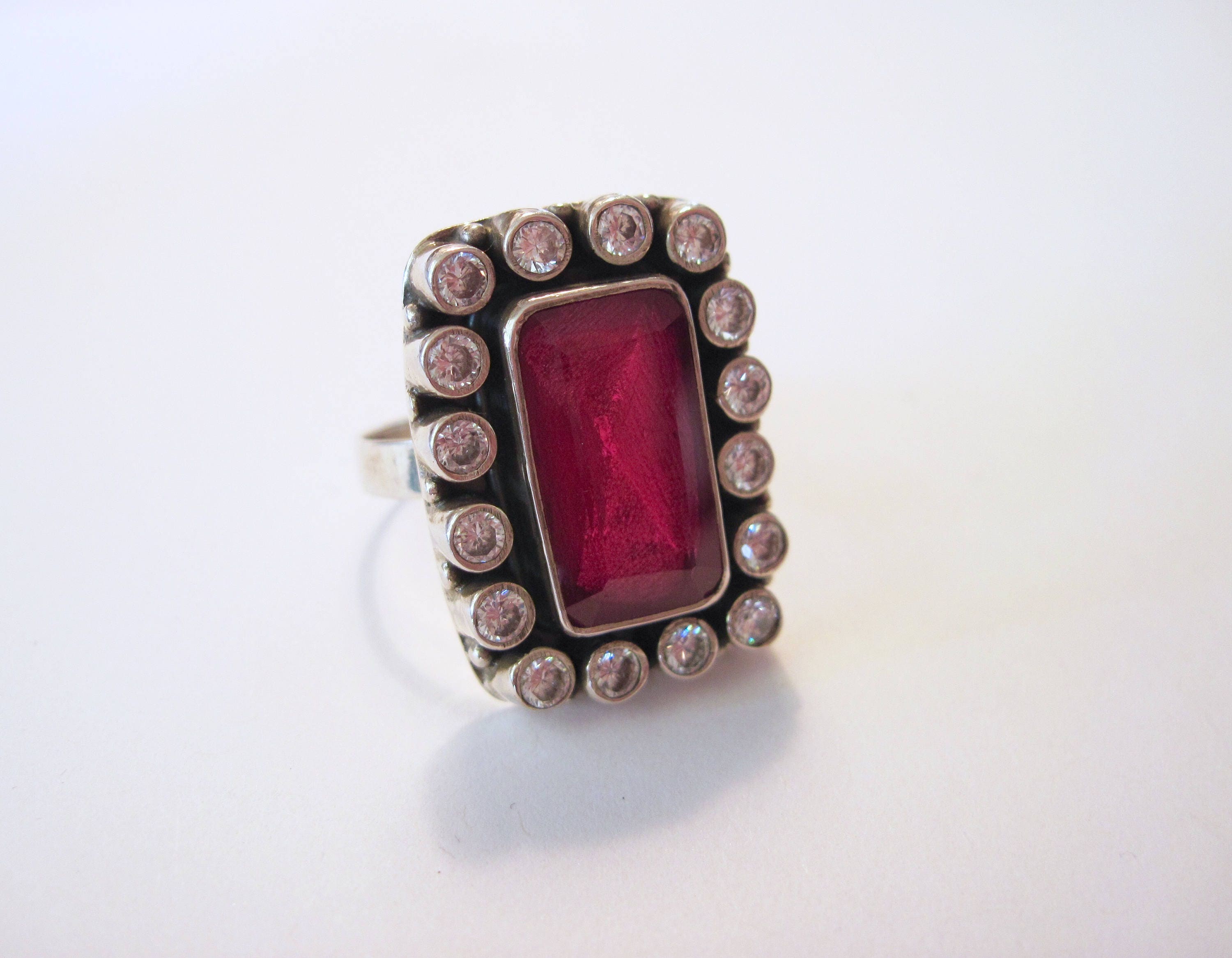 Silver and Gemstone Rajasthani Ring - Etsy