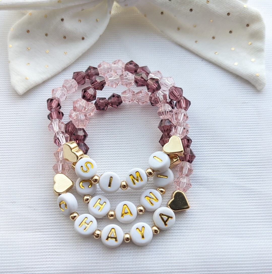 Matching Little Sisters Child Bracelets - Pink Crystals and Gold Plated ...